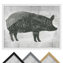 Bilderwelten Bild mit Rahmen - Querformat Metzger Schautafel - Schwein