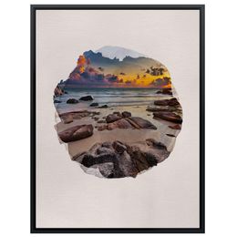 Bilderwelten Leinwandbild - Hochformat Wasserfarben - Strand Sonnenaufgang in Thailand