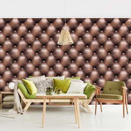 Bilderwelten Mustertapete Vliestapete Motiv Wandtapete einzigartig - Chesterfield Leder - Deko Wohnzimmer Schlafzimmer