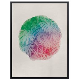 Bilderwelten Leinwandbild - Hochformat Wasserfarben - Pink Monstera