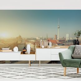Bilderwelten Fototapete Stadt Motiv Wandtapete gelb - Berlin am Morgen - Berlin Wohnzimmer Schlafzimmer
