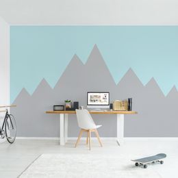 Bilderwelten Tapete - Fototapete Kinderzimmer - Berge - Grau Hellbau - Jungenzimmer Kindertapete Kinder Babyzimmer Jungen &ndash; auch selbstklebend