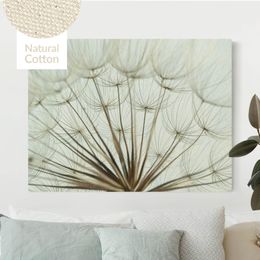 Bilderwelten Leinwandbild Blumen Motiv Kunstdruck gold - Schöne Pusteblume Makroaufnahme - Pusteblume XXL Wohnzimmer Schlafzimmer