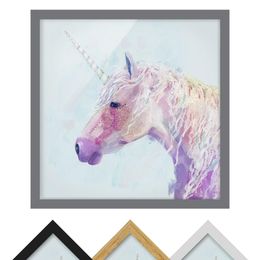 Bilderwelten Bild mit Rahmen - Quadrat Mystisches Einhorn II