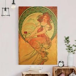 Bilderwelten Leinwandbild - Hochformat Alfons Mucha - Vier K&uuml;nste - Die Malerei