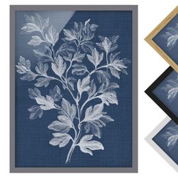 Bilderwelten Bild mit Rahmen - Hochformat Denim Pflanzenstudie I