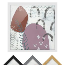 Bilderwelten Bild mit Rahmen originell violett Abstrakt inkl. Rahmung - Karneval der Formen in Beere II - Deko Wohnzimmer Schlafzimmer