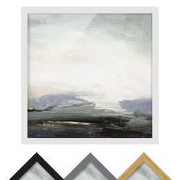 Bilderwelten Bild mit Rahmen originell grau Abstrakt Aquarell - Horizont bei Tagesanbruch - Deko Wohnzimmer Schlafzimmer