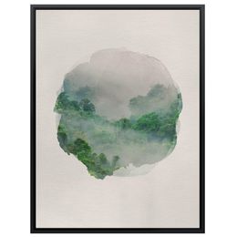 Bilderwelten Leinwandbild - Hochformat Wasserfarben - Dschungel im Nebel