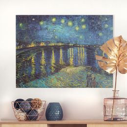 Bilderwelten Leinwandbild - Querformat Vincent van Gogh - Sternennacht &uuml;ber der Rh&ocirc;ne