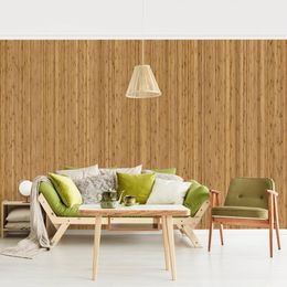Bilderwelten Fototapete Vliestapete Motiv Holzoptik einzigartig - Bambus - Deko Wohnzimmer Schlafzimmer