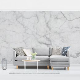 Bilderwelten Fototapete Vliestapete Motiv 3D-Effekt grau - Bianco Carrara - Beton Wohnzimmer Schlafzimmer