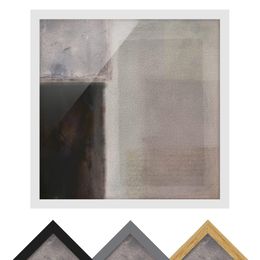 Bilderwelten Bild mit Rahmen originell grau Abstrakt inkl. Rahmung - Ged&auml;mpfte Schattierungen II - Deko Wohnzimmer Schlafzimmer