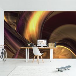 Bilderwelten Fototapete Vliestapete Abstrakt 3D-Effekt gold - Enchanted Fire - Deko Wohnzimmer Schlafzimmer