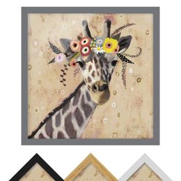 Bilderwelten Bild mit Rahmen - Quadrat Klimt Giraffe