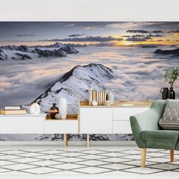 Bilderwelten Fototapete Natur Motiv Wandtapete weiss - Blick &uuml;ber Wolken und Berge - Himmel Wohnzimmer Schlafzimmer