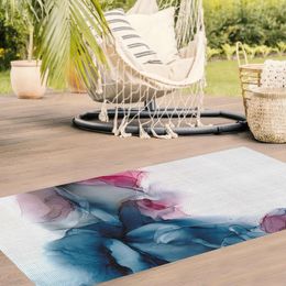 Vinylteppich - Aufstieg zum Roten Berg - modern blau originell Vinylmatte Deko K&uuml;che Badezimmer Flur