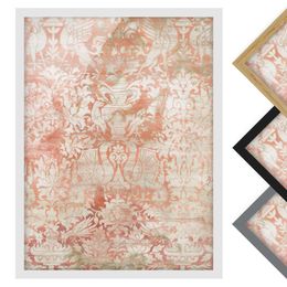 Bilderwelten Bild mit Rahmen beige Abstrakt inkl. Rahmung - Ornamentgewebe II - Deko Wohnzimmer Schlafzimmer