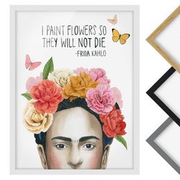 Bilderwelten Bild mit Rahmen Spr&uuml;che bunt Tropisch inkl. Rahmung - Fridas Gedanken - Blumen - Spr&uuml;che Wohnzimmer Schlafzimmer