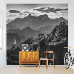Bilderwelten Fototapete Natur modern Wandtapete schwarz weiss - Die gro&szlig;e chinesische Mauer II - Berg Wohnzimmer Schlafzimmer
