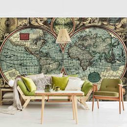 Bilderwelten Fototapete Weltkarte Vintage Wandtapete beige - Die alte Welt - Karten Wohnzimmer Schlafzimmer