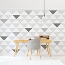 Bilderwelten Mustertapete Vliestapete modern Wandtapete einzigartig - No.YK66 Dreiecke Grau Wei&szlig; Grau - Geometrisch Kinderzimmer Baby M&auml;dchen Jungen