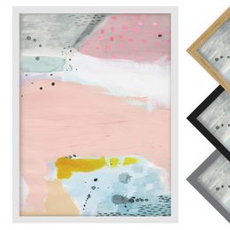 Bilderwelten Bild mit Rahmen originell rosa Abstrakt Aquarell - Verschwommener Tagesanbruch II - Deko Wohnzimmer Schlafzimmer