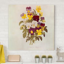 Bilderwelten Leinwandbild Blumen Vintage Kunstdruck gelb - Pierre Joseph Redout&eacute; - Ein Bund von Stiefm&uuml;tterchen - Retro XXL Wohnzimmer Schlafzimmer