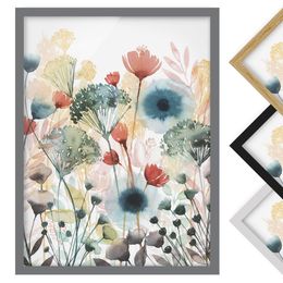 Bilderwelten Bild mit Rahmen - Hochformat Wildblumen im Sommer I
