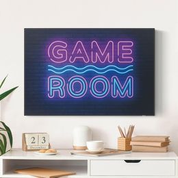 Bilderwelten Akustik-Wechselbild Neon Schrift Game Room