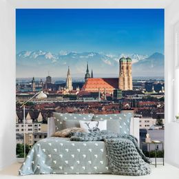 Bilderwelten Fototapete Stadt Motiv Wandtapete blau - M&uuml;nchen - Skylines Wohnzimmer Schlafzimmer