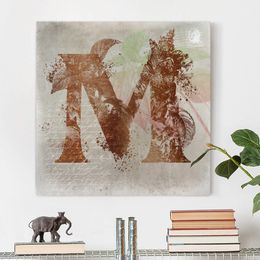 Bilderwelten Leinwandbild Vintage Gold Alphabet Buchstabe M