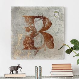 Bilderwelten Leinwandbild Spr&uuml;che Vintage Kunstdruck gold - Vintage Gold Alphabet Buchstabe B - Retro XXL Wohnzimmer Schlafzimmer
