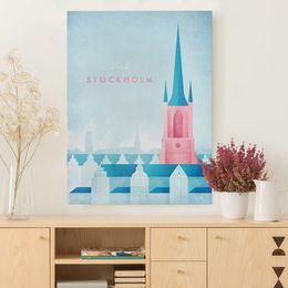 Bilderwelten Leinwandbild Henry Rivers Vintage Kunstdruck Reiseposter - Stockholm - Leinwanddruck Hochformat Wandbild moderne Bilder auf Leinwand Flur