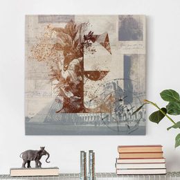Bilderwelten Leinwandbild Vintage Gold Alphabet Buchstabe E