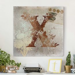 Bilderwelten Leinwandbild Vintage Gold Alphabet Buchstabe X