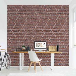 Bilderwelten Fototapete Vliestapete Motiv 3D-Effekt rot - Backstein Ziegeltapete rot - Backstein Wohnzimmer Schlafzimmer