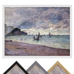 Bilderwelten Bild mit Rahmen Strand violett maritim inkl. Rahmung - Claude Monet - K&uuml;ste von Pourville - Landschaft Wohnzimmer Schlafzimmer