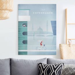 Bilderwelten Leinwandbild Henry Rivers Vintage Kunstdruck Reiseposter - Kopenhagen Leinwanddruck Hochformat Wandbild moderne Bilder auf Leinwand Flur