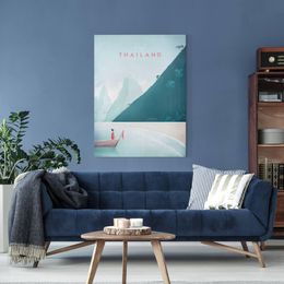 Bilderwelten Leinwandbild Henry Rivers Vintage Kunstdruck Reiseposter - Thailand Leinwanddruck Hochformat - Wandbild modernes Bild auf Leinwand Wohnzimmer