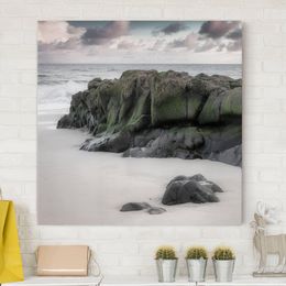 Bilderwelten Leinwandbild Felsen am Strand