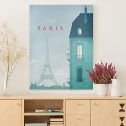 Bilderwelten Leinwandbild Henry Rivers Vintage Kunstdruck Reiseposter - Paris Leinwanddruck Hochformat Wandbild moderne Bilder auf Leinwand Wohnzimmer