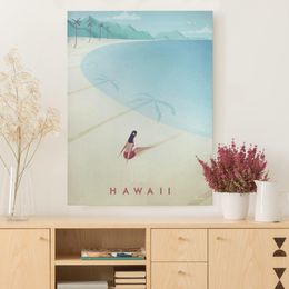 Bilderwelten Leinwandbild Henry Rivers Vintage Kunstdruck Reiseposter - Hawaii Leinwanddruck Hochformat - Wandbild modernes Bild auf Leinwand Schlafzimmer