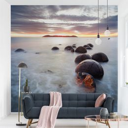 Bilderwelten Tapete - Fototapete Strand - Moeraki Neuseeland - Wandtapete Schlafzimmer Wohnzimmer modern - auch kleisterfrei