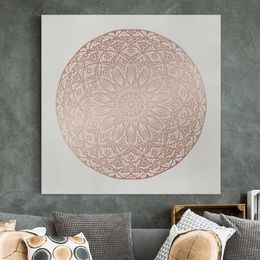 Bilderwelten Leinwandbild Mandala Ornament in Kupfergold