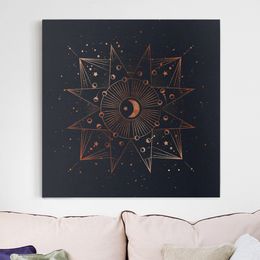 Bilderwelten Leinwandbild Astrologie Mond Magie Blau Gold