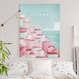 Bilderwelten Leinwandbild Henry Rivers Vintage Kunstdruck Reiseposter - Lissabon Leinwanddruck Hochformat - Wandbild modernes Bild auf Leinwand Wohnzimmer