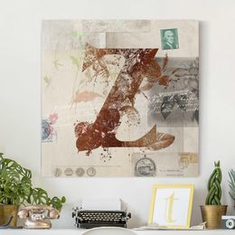 Bilderwelten Leinwandbild Spr&uuml;che Vintage Kunstdruck gold - Vintage Gold Alphabet Buchstabe Z - Retro XXL Wohnzimmer Schlafzimmer