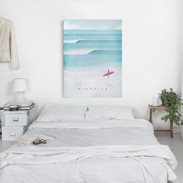 Bilderwelten Leinwandbild Henry Rivers Vintage Kunstdruck Reiseposter - Biarritz - Leinwanddruck Hochformat Wandbild S-XXL moderne Bilder auf Leinwand