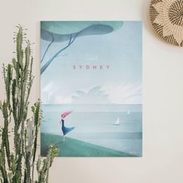 Bilderwelten Leinwandbild Henry Rivers Vintage Kunstdruck Reiseposter - Sidney Leinwanddruck Hochformat Wandbild moderne Bilder auf Leinwand Wohnzimmer